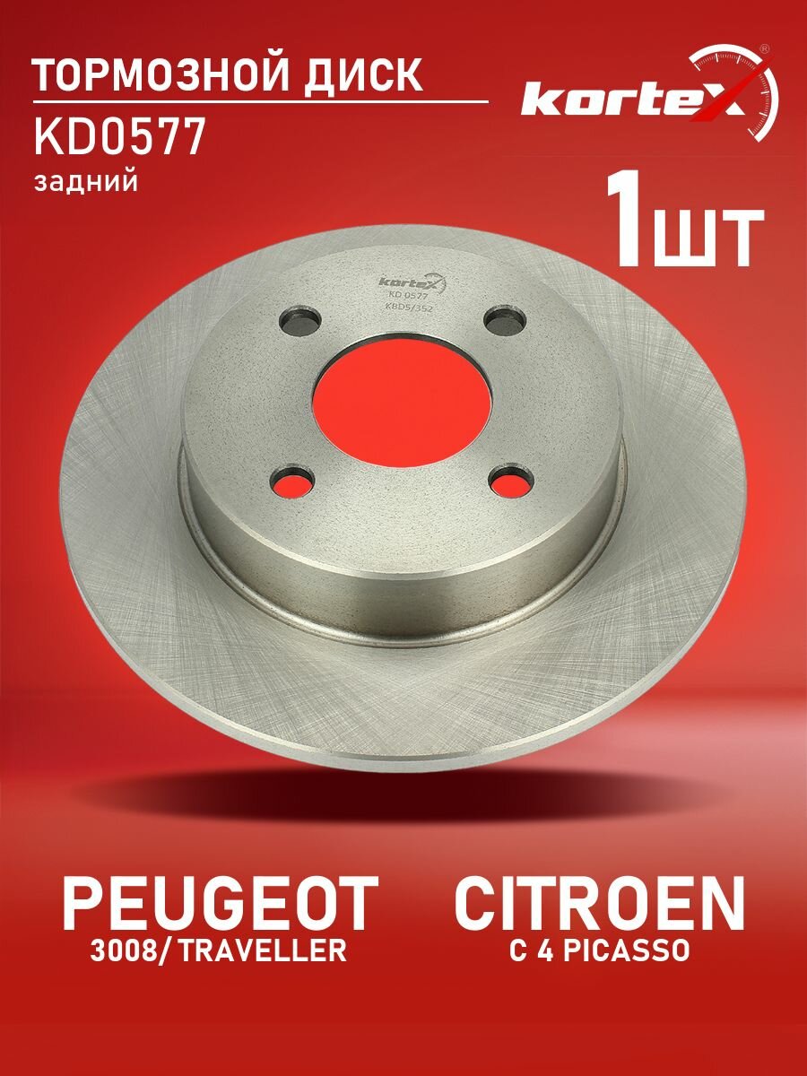 Диск тормозной Kortex для PEUGEOT 3008 / TRAVELLER / CITROEN C4 PICASSO 13- задний (d 290mm)