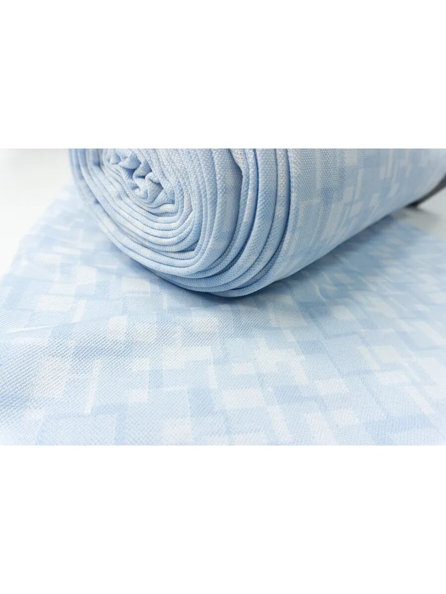 Ткань Трикотаж пике голубые квадраты