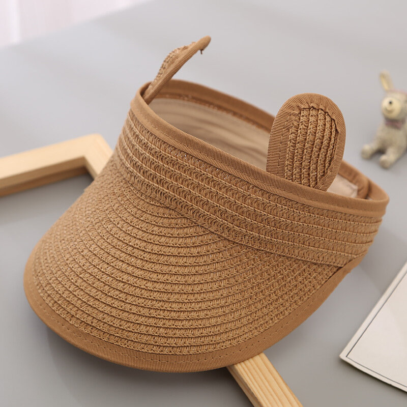 Детский пустой цилиндр, летняя соломенная шляпа, козырек, шляпа от солнца, шапка ручной работы для мальчиков и девочек, пустая верхняя шляпа-антиприседание с козырьком