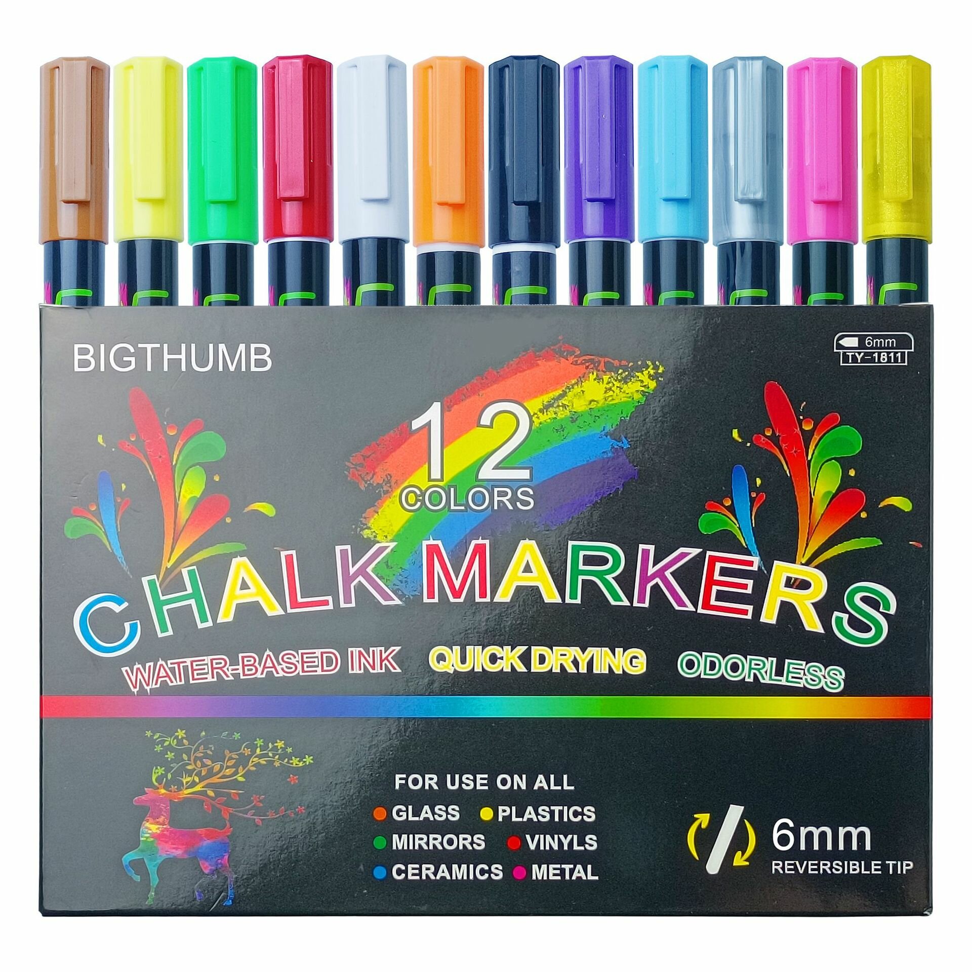 Жидкий мел Douyin, 12 цветов, водорастворимый, без пыли