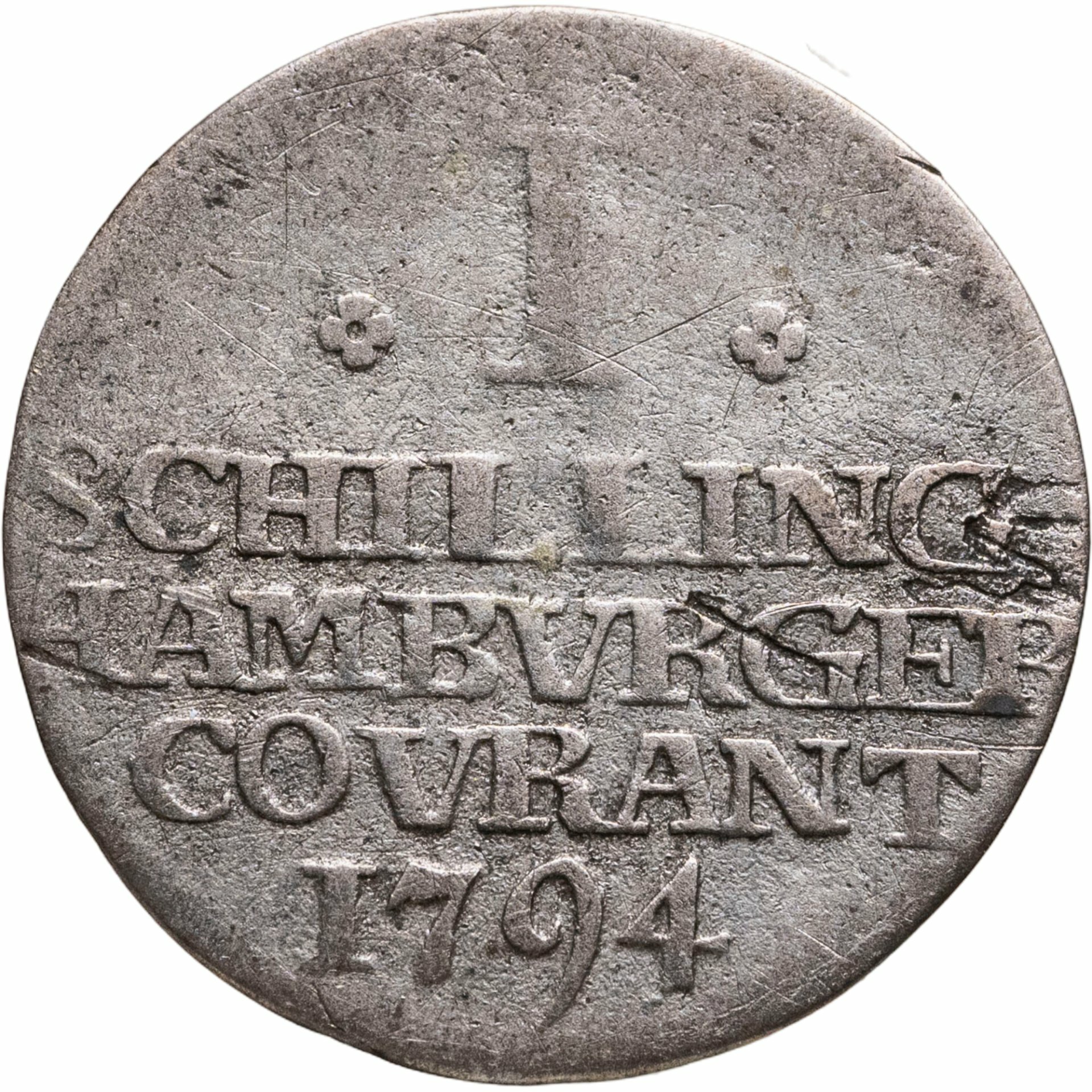 Гамбург 1 шиллинг 1794, Серебро, в сохранности VG-F