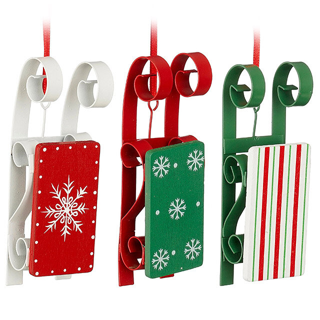 Елочные игрушки Санки Эльфов 13 см, 3 шт, Edelman, 1184520-набор