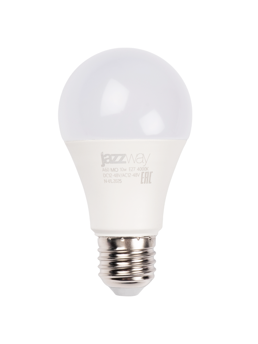 Лампочка светодиодная Jazzway Pled A60 MO 10Вт, 4000K, 800Лм, E27, нейтральный белый свет, груша