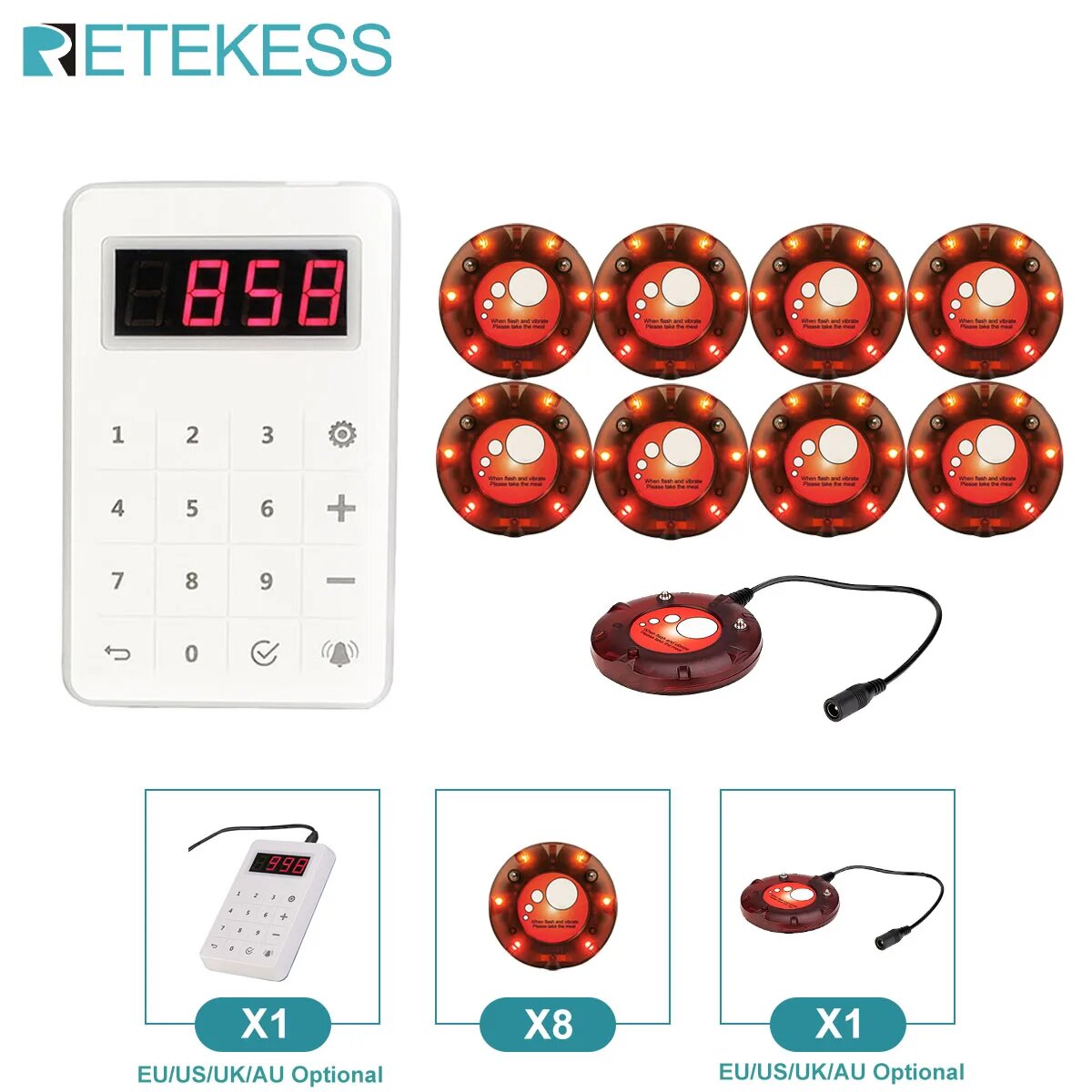 RETEKESS TD158 Пейджер водонепроницаемый, 8 шт, Цвет: 1-8