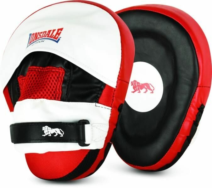 Лапы боксерские тренерские, изогнутые Lonsdale Rivingdall - Black/White/Red