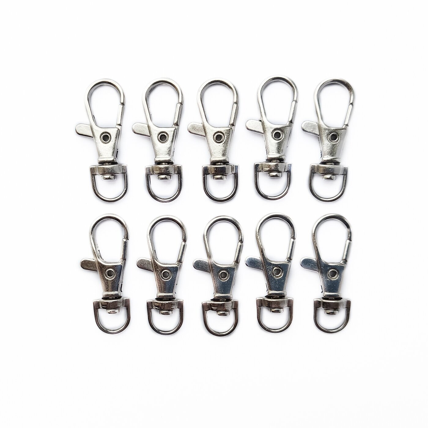 Карабин металлический, 3,7х1,5 см, набор 10 штук, цвет: серебристый