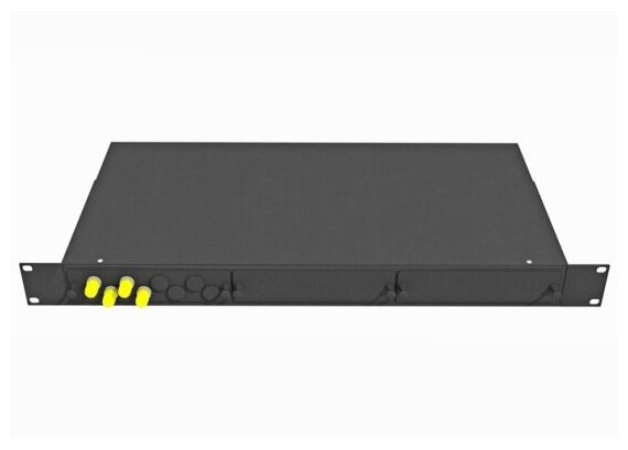 Кросс оптический Toplan , стоечный 19", 4 ST/UPC адаптера, MM, 1U, черный, укомплектованный (КРС-Top-1U-04ST/U-OM2-BK)