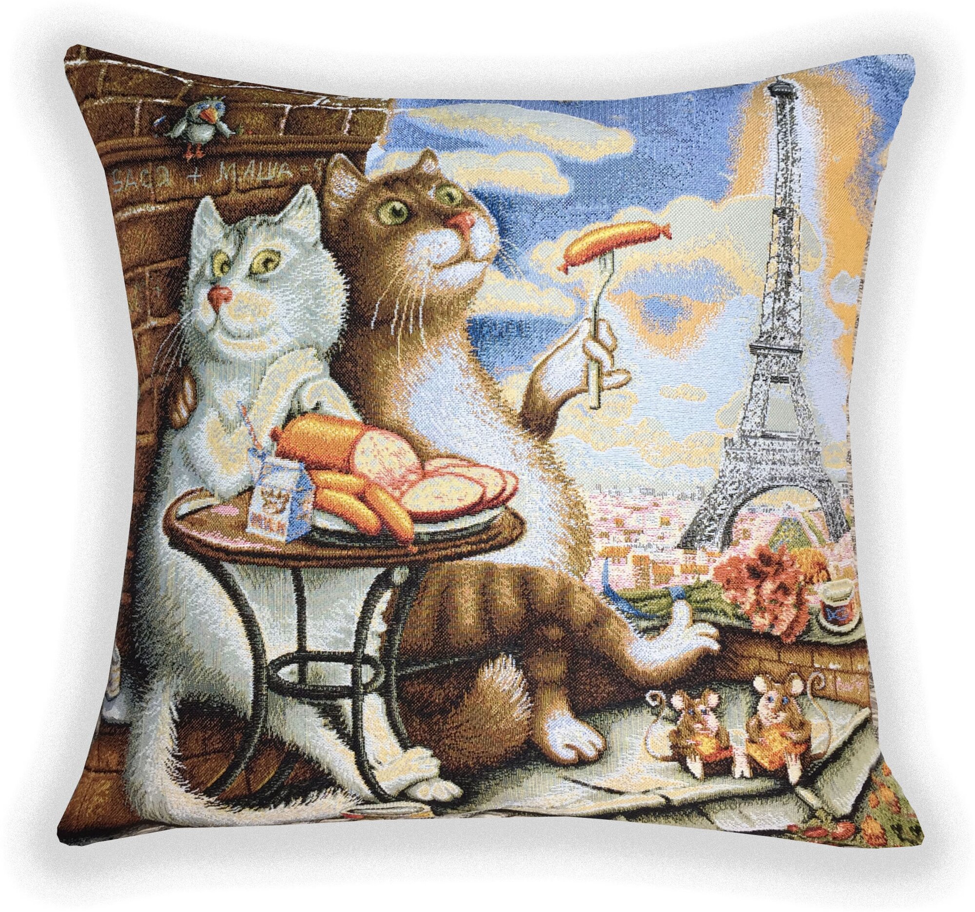 Декоративная гобеленовая наволочка "Вася + Маша свидание" 45*45 MIDA VANERI