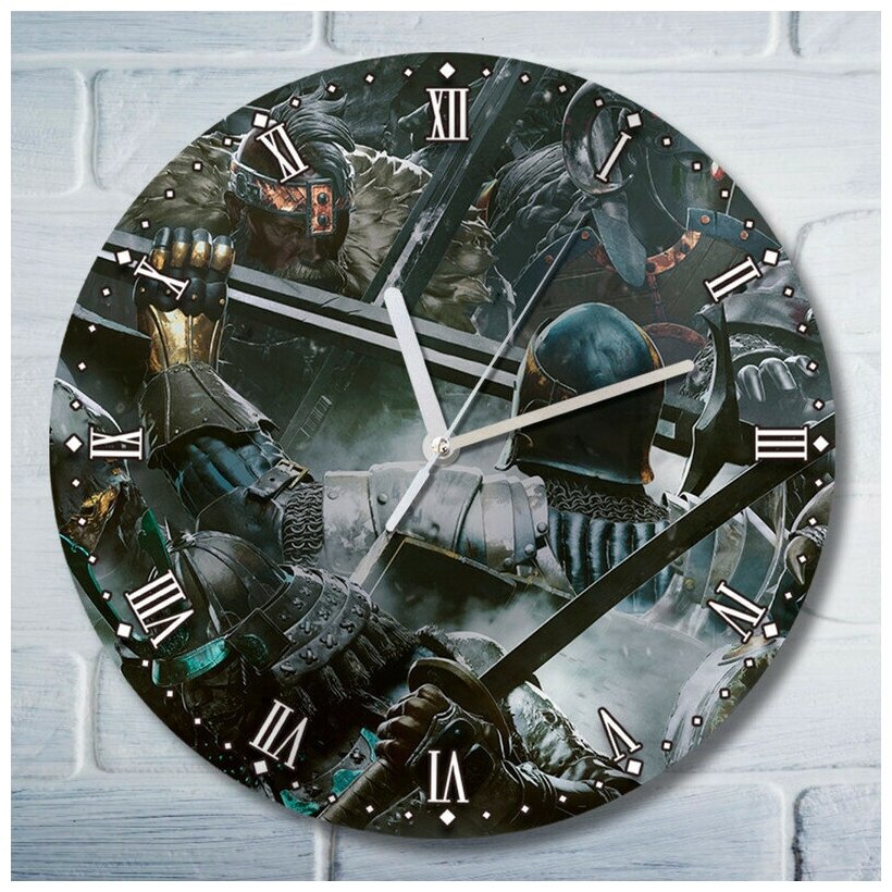 Настенные часы УФ с ярким рисунком игры For Honor (фор хонор, самураи, викинги, рыцари, PS, Xbox, PC, Switch) 4849