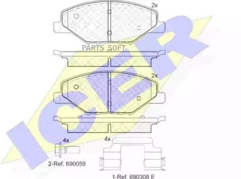 ICER 182110 Колодки торм. дисковые VW Polo sedan Skoda Fabia ()