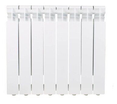 Радиатор отопления 500х96х8 8 секций, боковое подключение, алюминий. Цвет белый, вертикальный, подходит для всех систем отопления, для дома, дачи и офиса