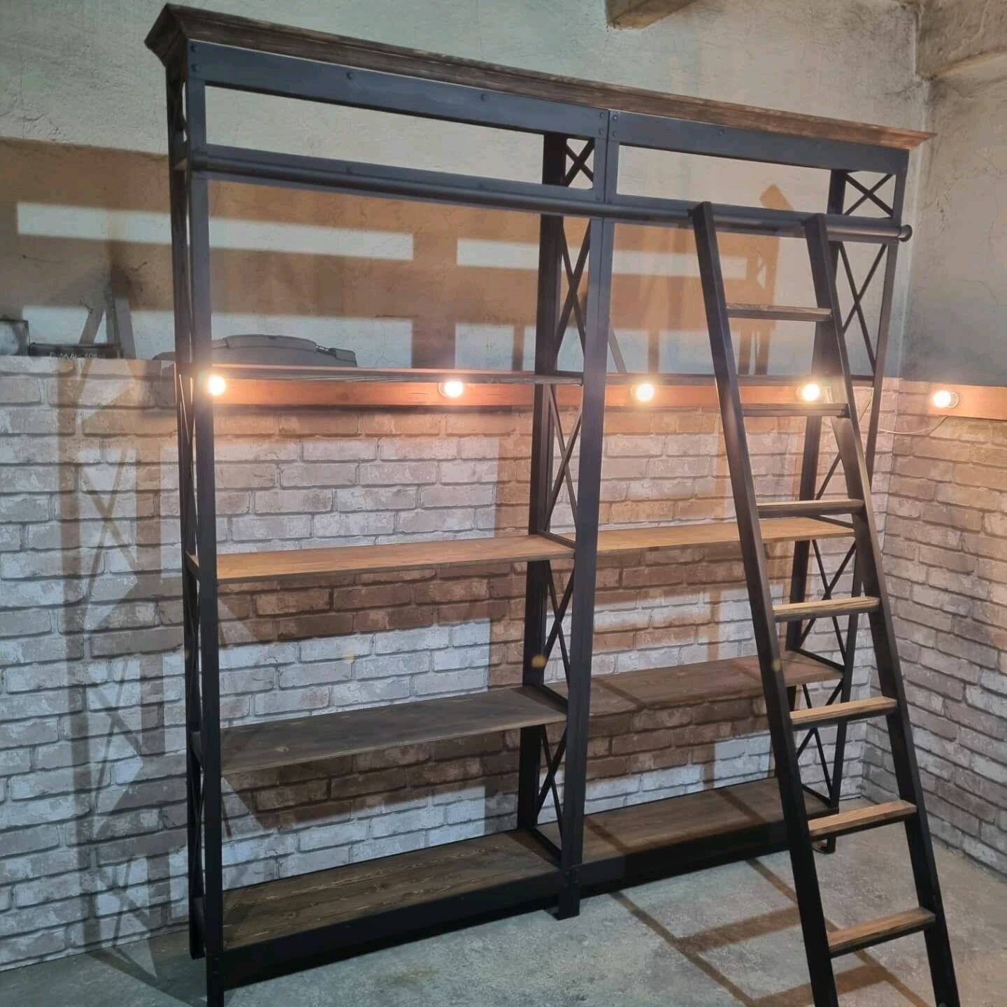 Стеллаж "EasyLOFT" в стиле лофт, "Библиотека", 200х30х250 см.