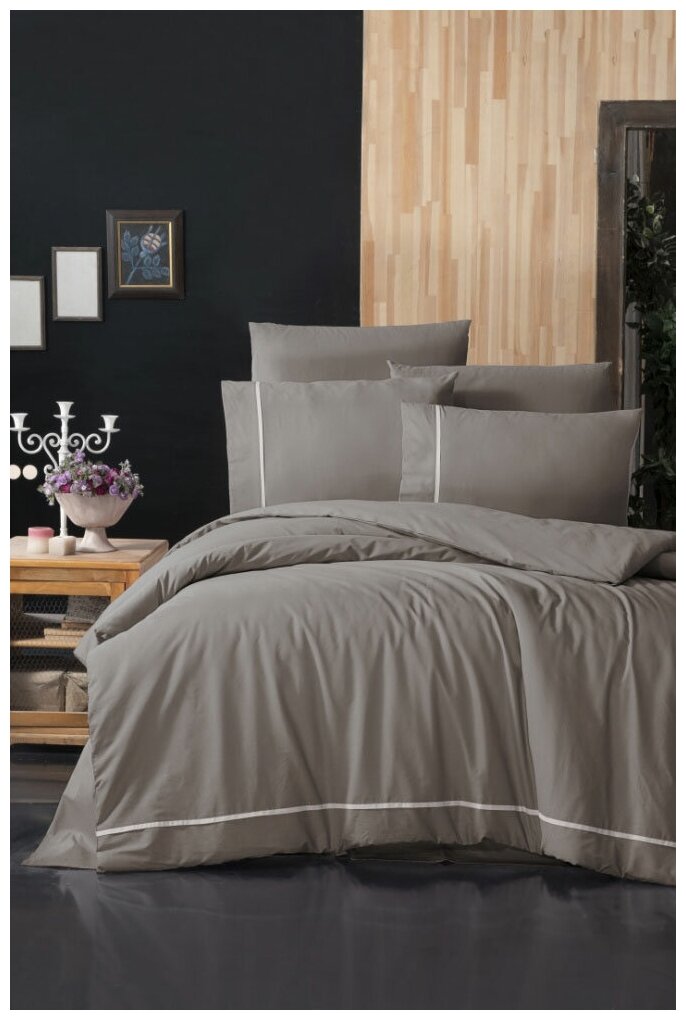 Комплект постельного белья из ранфорса Alisa Mink Karven (мокко), 1,5 спальный (наволочки 50x70)