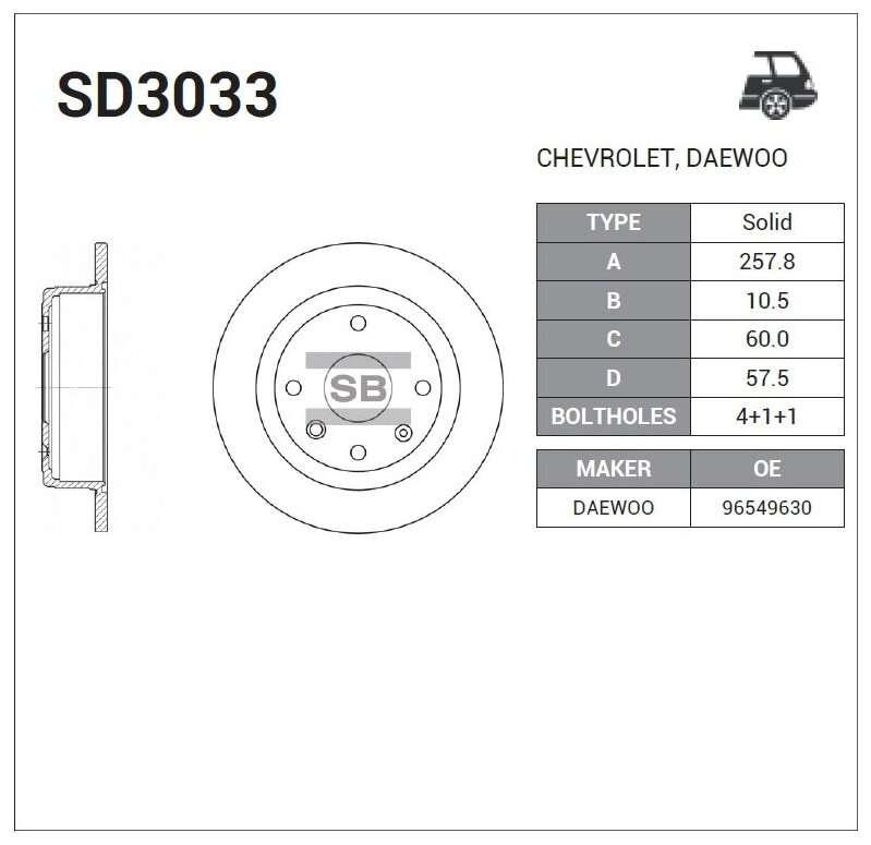 Диск Тормозной SANGSIN SD3033