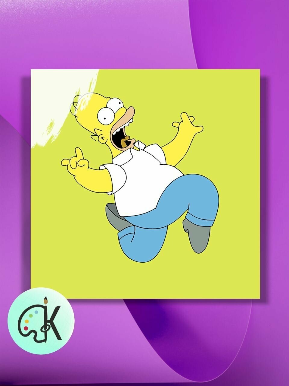 Картина по номерам на холсте Симпсоны - Гомер на зеленом фоне, 40 х 40 см