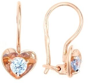 Серьги, красное золото, 585 проба, фианит