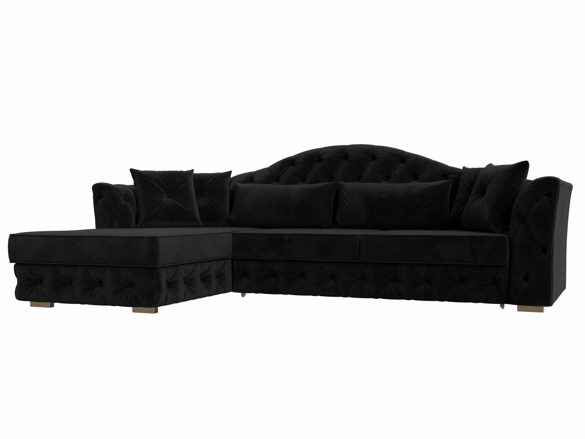 Диван угловой Артис левый угол, велюр черный