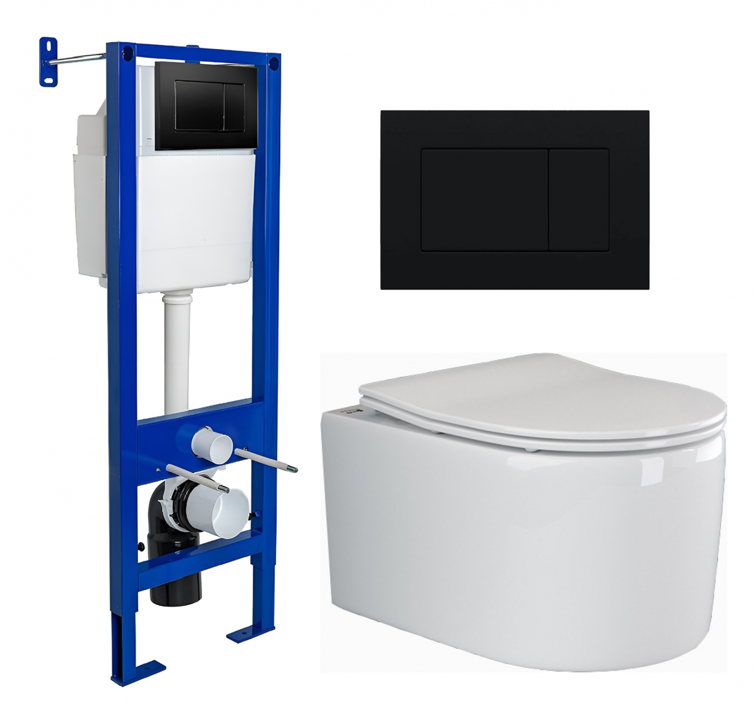 Комплект 3 в 1 инсталляция Berges Wasserhaus Atom 410 + Унитаз подвесной Ceramica Nova Moments CN3003 + кнопка черная