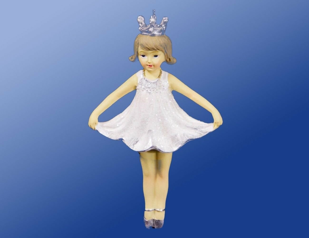 Ёлочная игрушка, полистоун, белая с серебристым, 12.5 см, Goodwill