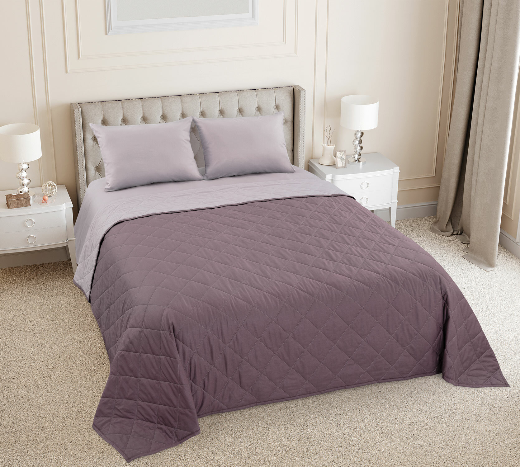 Покрывало "Ягодная поляна" Текс-Дизайн из перкали 220х210 стеганое Евростандарт