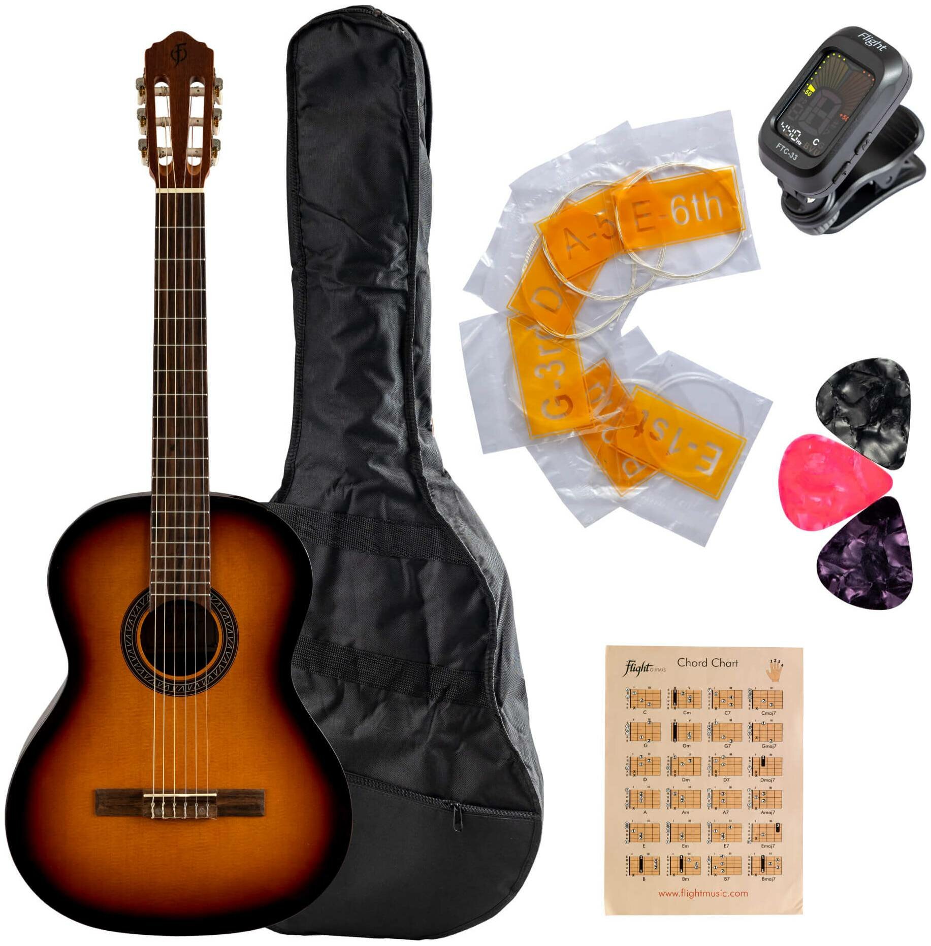 FLIGHT C-120 SB PACK Гитара классическая в наборе серия Q3