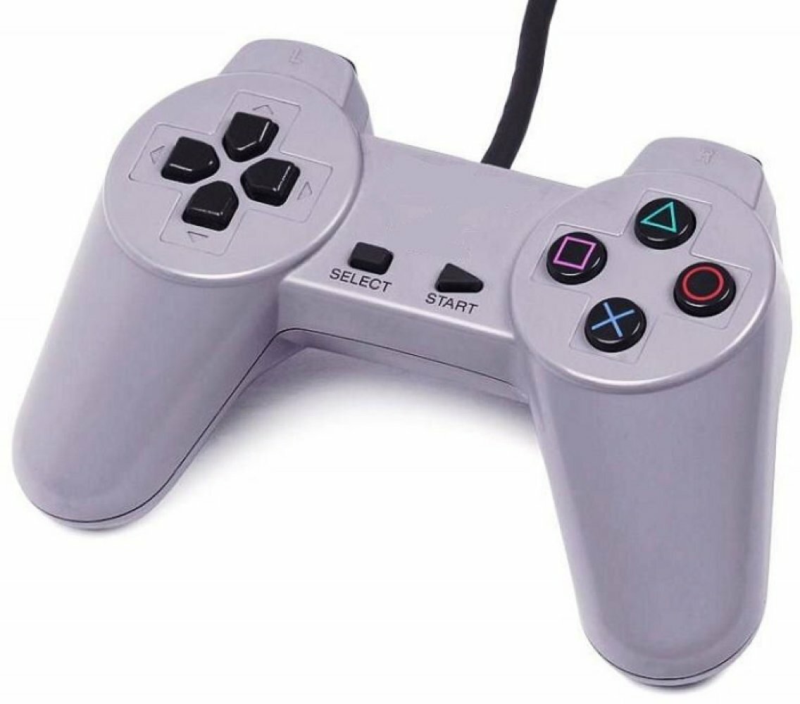 Геймпад проводной для Playstation 1 (Серый) (PS One)