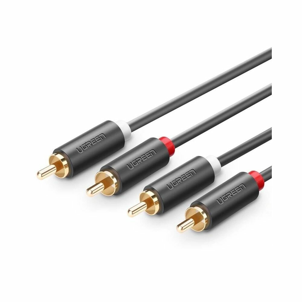 Кабель UGREEN AV104 (10520) 2RCA Male to 2RCA Male Cable. Длина: 5м. Цвет: черный