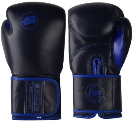 Перчатки боксерские BoyBo Rage BBG200 кожа, черно-синие (10oz)