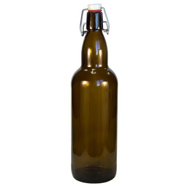 Бутылка стеклянная 1л с бугельным замком, прочная упаковка и экологичный дизайн