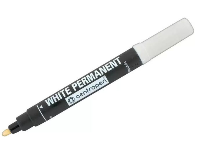 Маркер перманентный белый CENTROPEN, круглый наконечник, 2,5 мм, блистер, 8586, ш/к 31546, шт, 20%