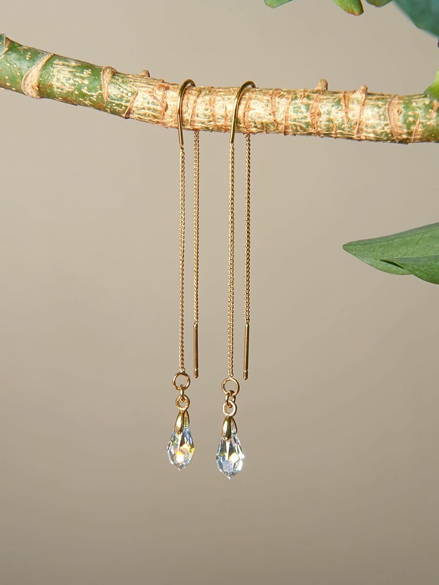 Серьги цепочки, кристаллы Swarovski, кристалл