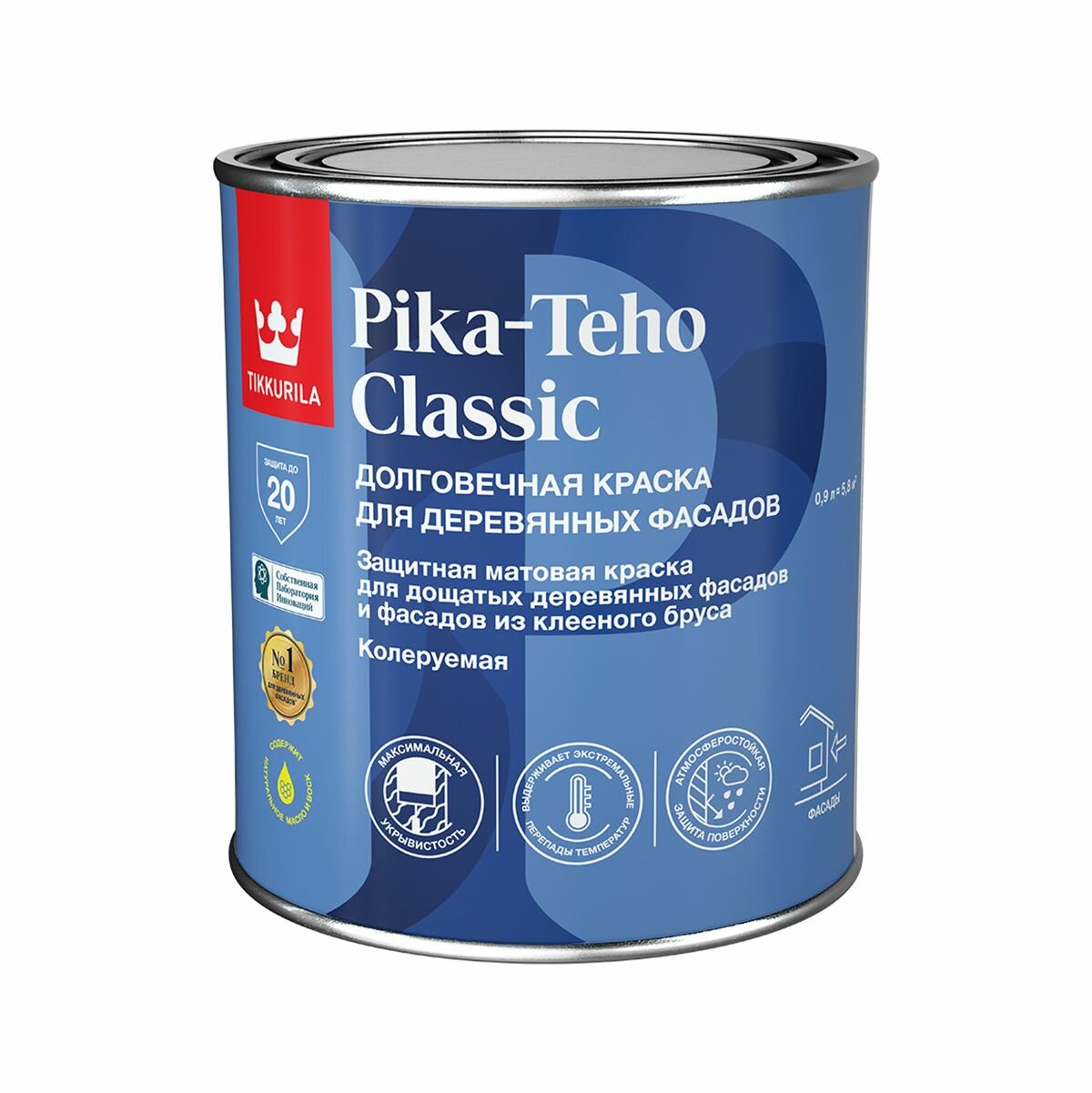 Краска для деревянных фасадов Tikkurila PIKA-TEHO CLASSIC, база A, 0.9 л, матовая