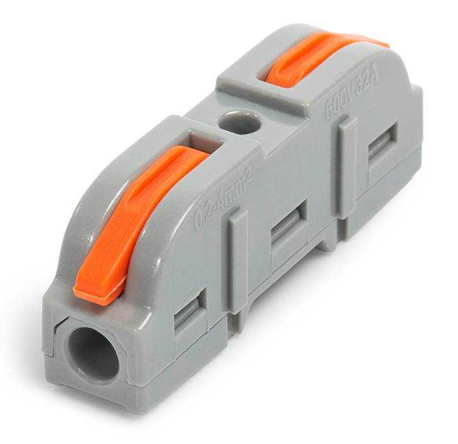 Клемма для проводов КВТ СМК 222-2411 проходная с рычагом, серая, 1шт. / зажим