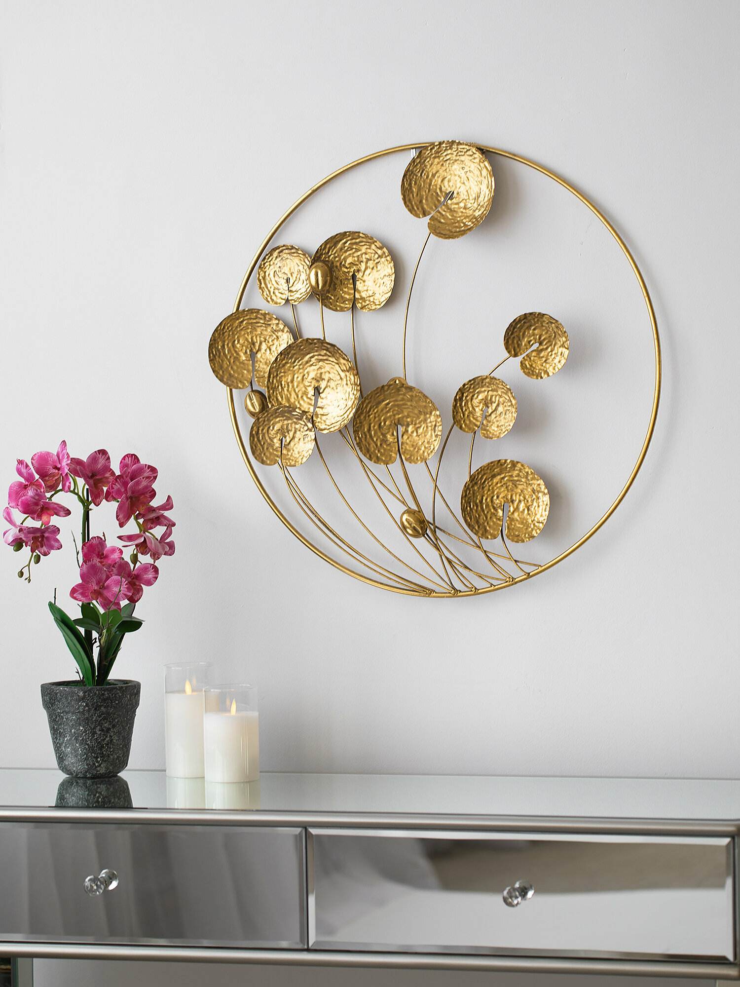 57-114 Декор настенный 62 x 5 x 62 см, металл, золотой, Glasar