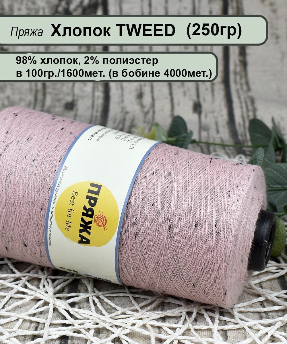 Хлопок TWEED 98% хлопок, 2% полиэстер 100гр./1600мет. цв.046 пудровый (вес 250гр)