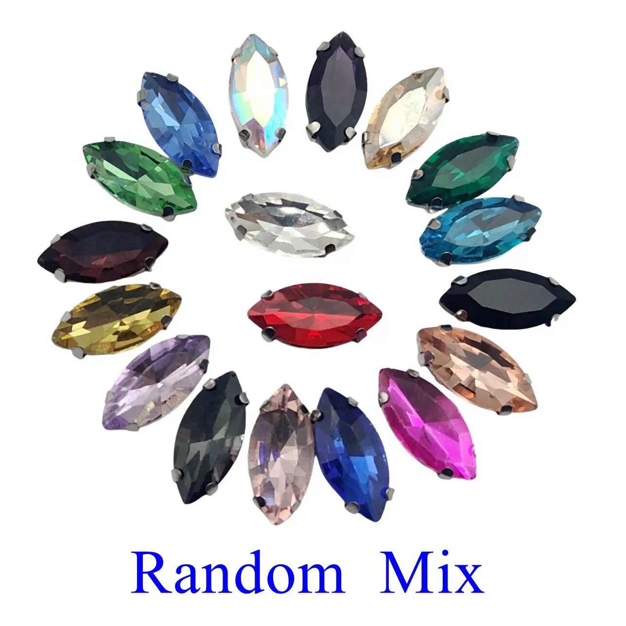 Стразы "Конский глаз" 4x8mm, Random Mix, 50шт