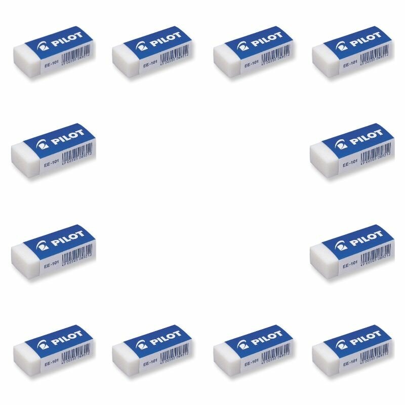 Pilot Ластик винил, белый, 42х19х12 мм 12 уп