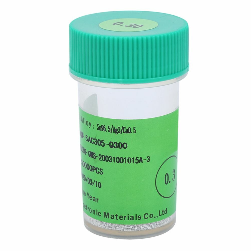 Бессвинцовые шарики припоя 0.3 мм для реболлинга плат (25Вт)