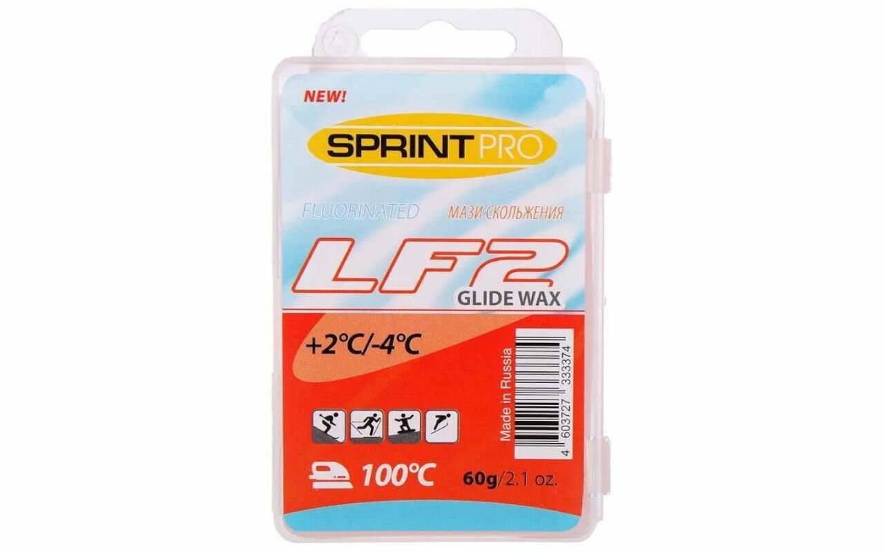 Мазь скольжения (парафин) SPRINT PRO LF2 (+2 -4 C) 60 гр. красная