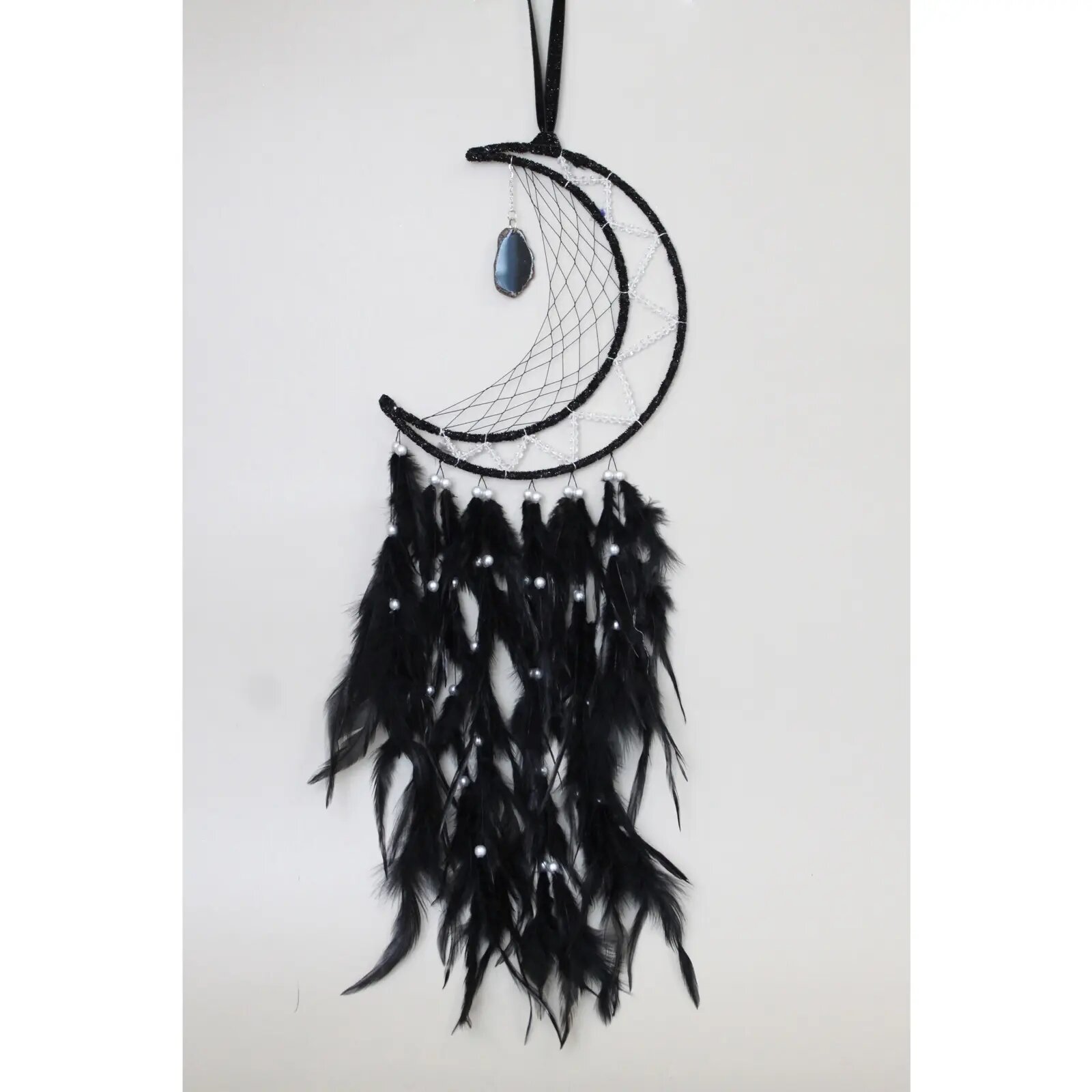 Украшение-оберег «Ловец Снов-Млечный путь» 22×75см, черный, перья, ПВХ