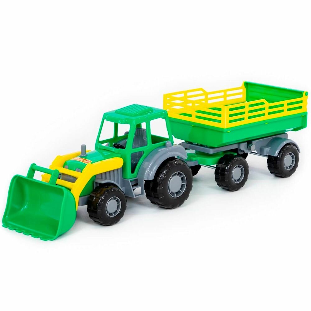 Трактор "Мастер" с прицепом №2, детская машинка для мальчика, пластиковая машинка-игрушка для сюжетно-ролевых игр