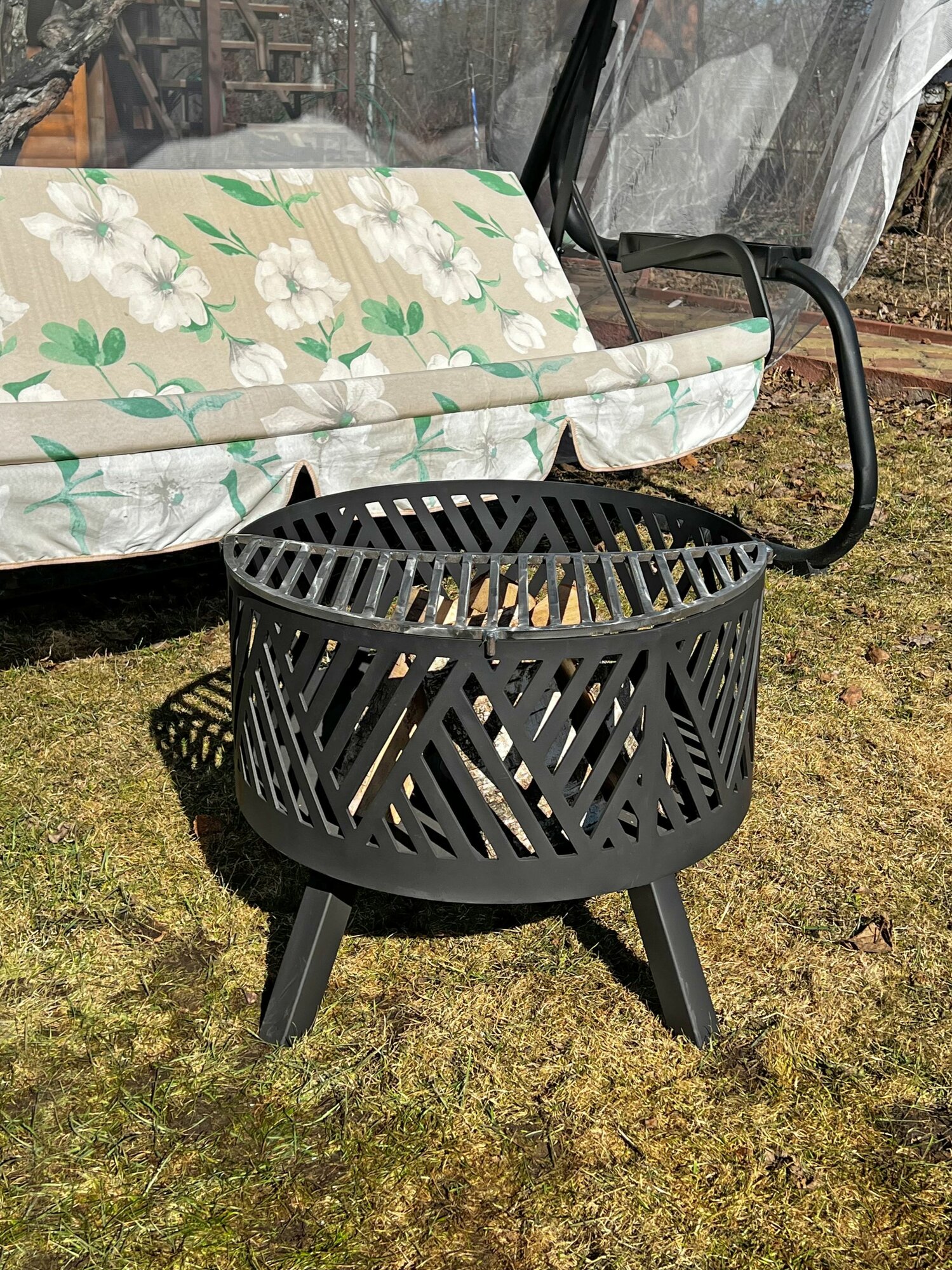 Костровая чаша Плетение+купол Искрогаситель+Решетка Гриль 70 см 0,3 см