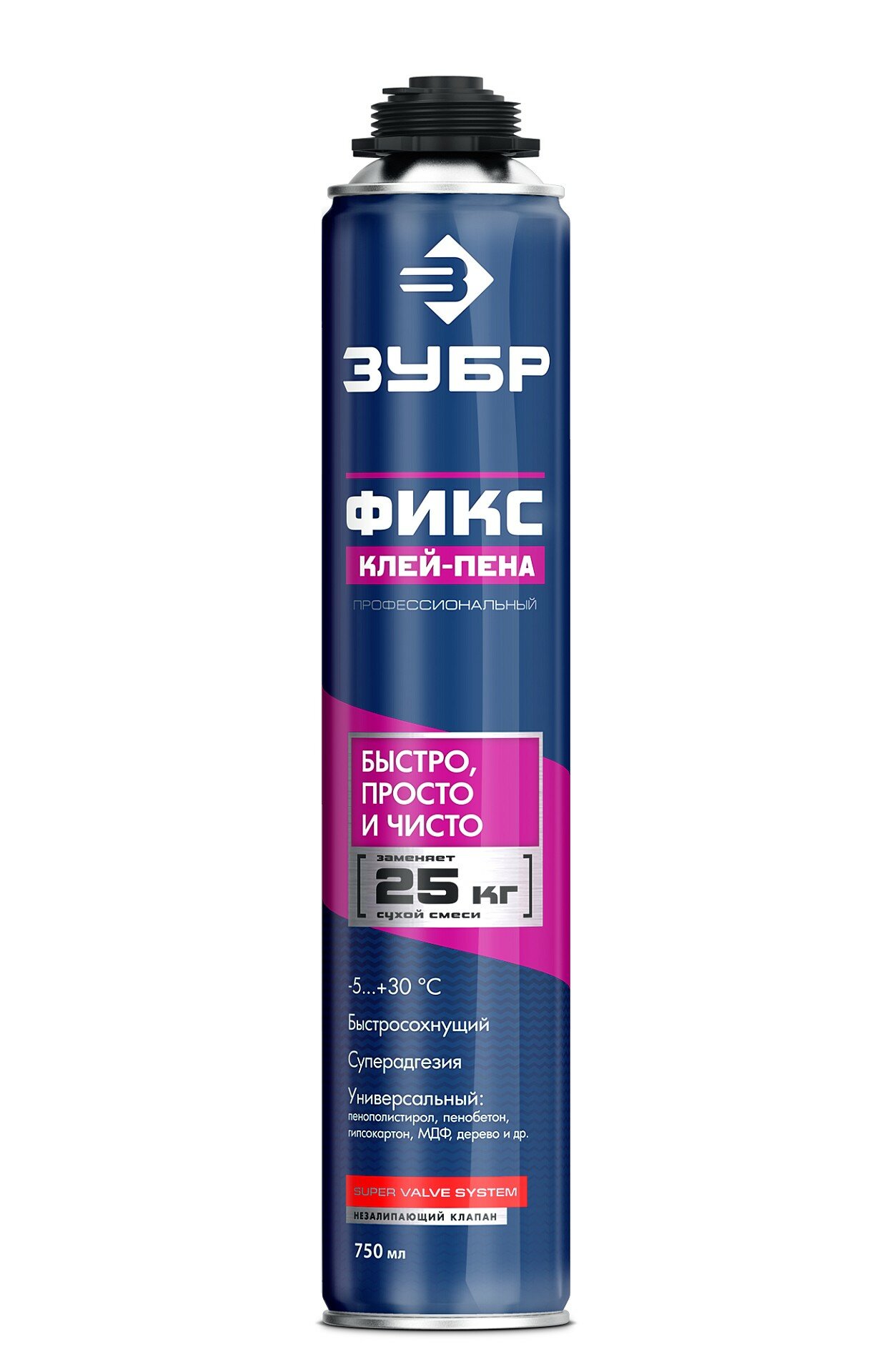 Пистолетный клей-пена ЗУБР PRO FIX, 750 мл, универсальный