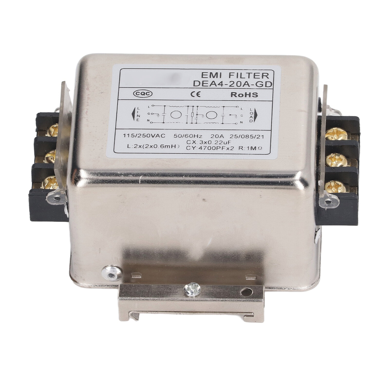 EMI Filter Noise Suppressor Power 2 Pole 1 Phase 115V 250V 20A 50/60Hz