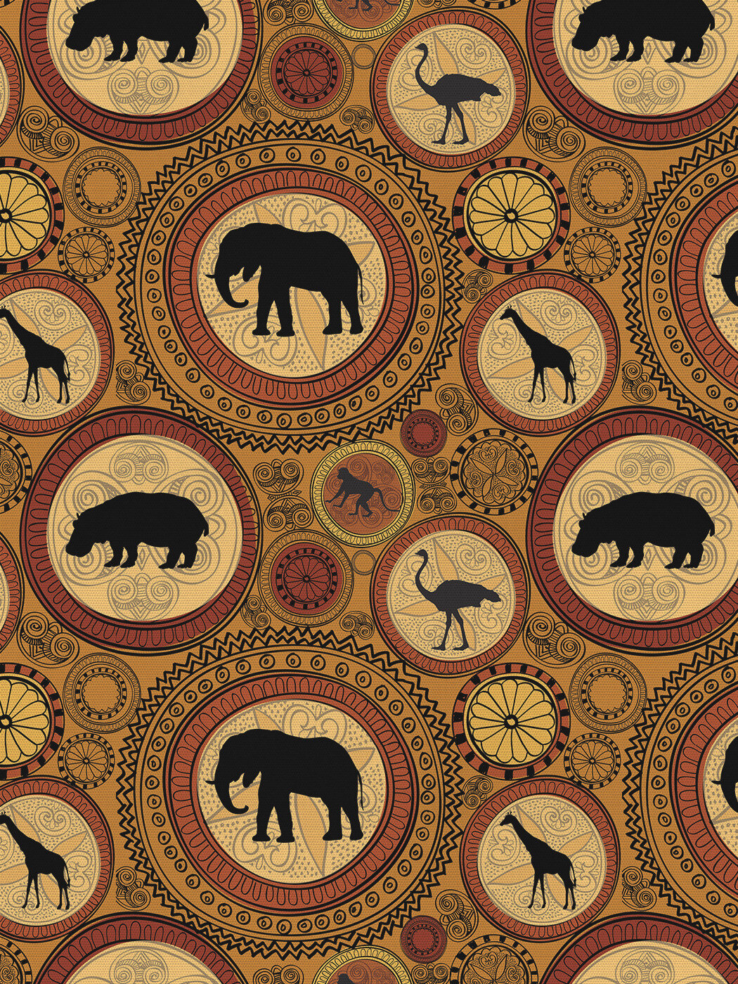 Отрезная ткань для мебели Ambesonne "Животные Африки" метражом для рукоделия и шитья, оксфорд, 155 см