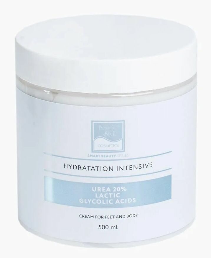 BEAUTY STYLE Увлажняющий и питательный крем для ног и тела с мочевиной 20%, кислотами молочной и гликолевой Hydratation Intensive, 500 мл