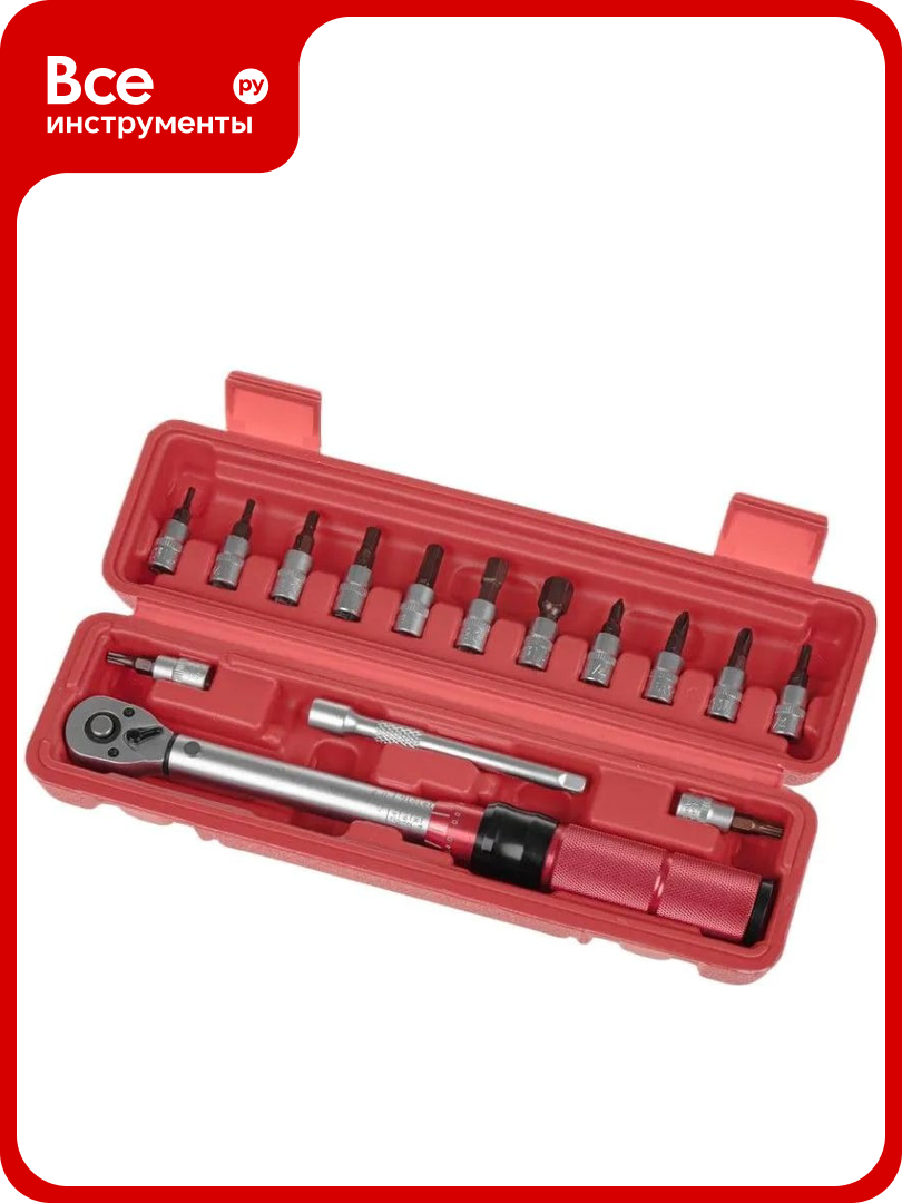 Ключ динамометрический ARNEZI 1/4" 2-24 Нм, 72 зуба, с принадлежностями в кейсе, точного затягивания