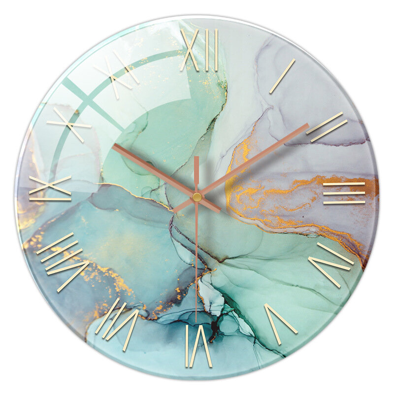 【12 дюйм (ов) 30 см】 Скандинавские настенные часы с изображением кои, украшение гостиной, креативное украшение, стеклянные часы