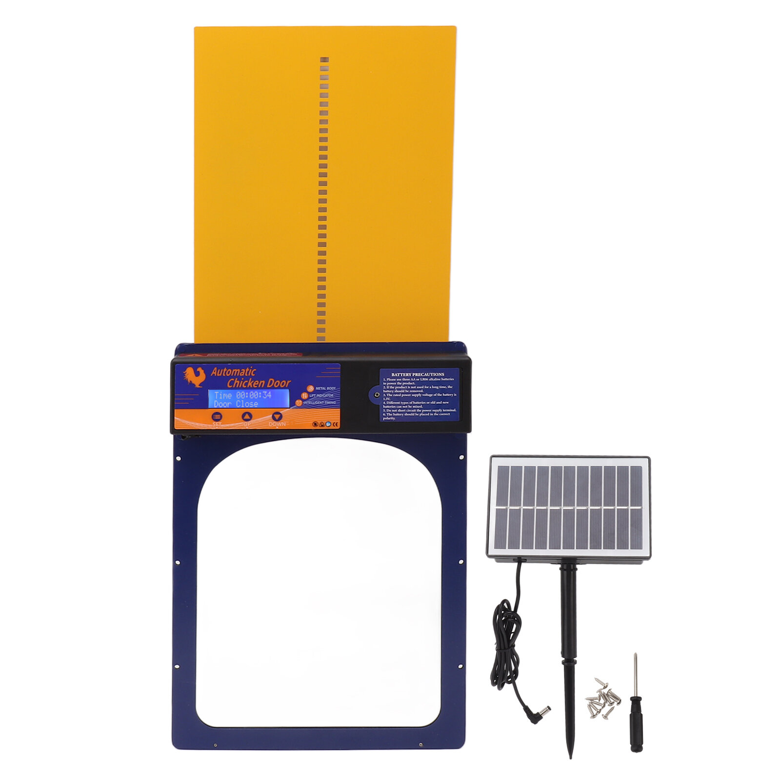 Автоматическая дверь для курятника на солнечной батарее с таймером, водонепроницаемая алюминиевая дверь IP45 для дома и фермы, цвет Jewel Blue