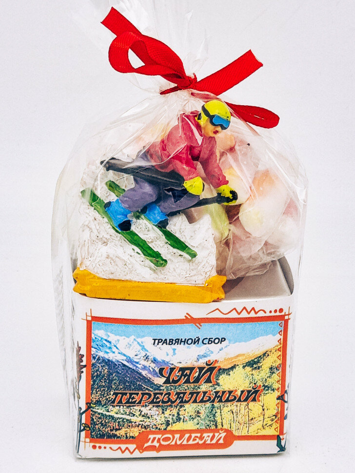 Краснополянский чай "Перевальный" 40гр + парварда 50гр Домбай с магнитом лыжник 1